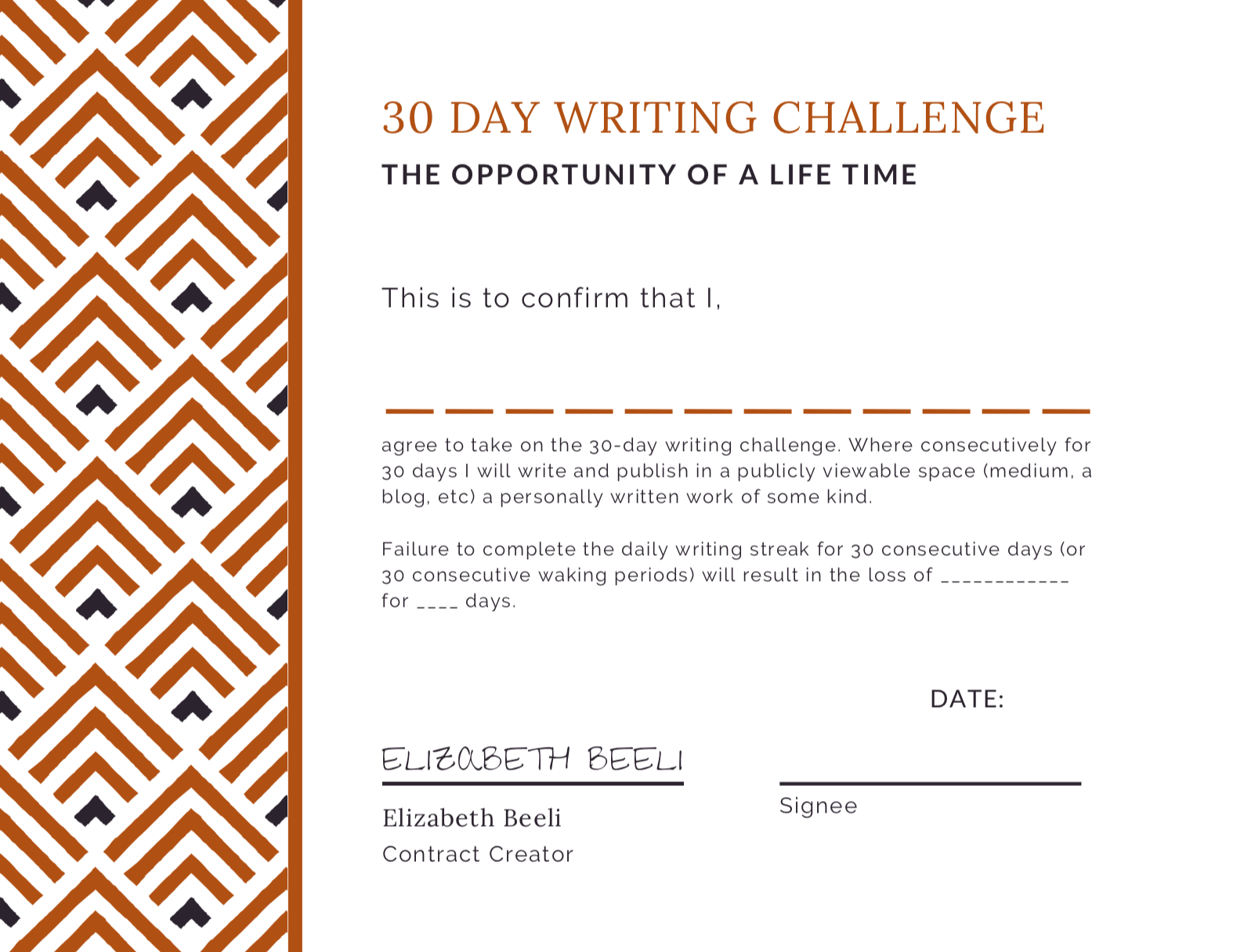 Take The Challenge – Elizabeth Beeli